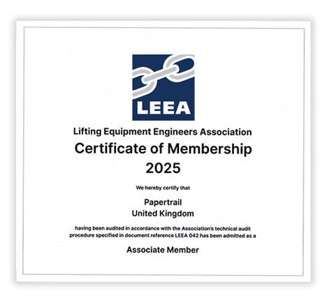 Papertrail Joins LEEA to Enhance Lifting Equipment Compliance & Safety